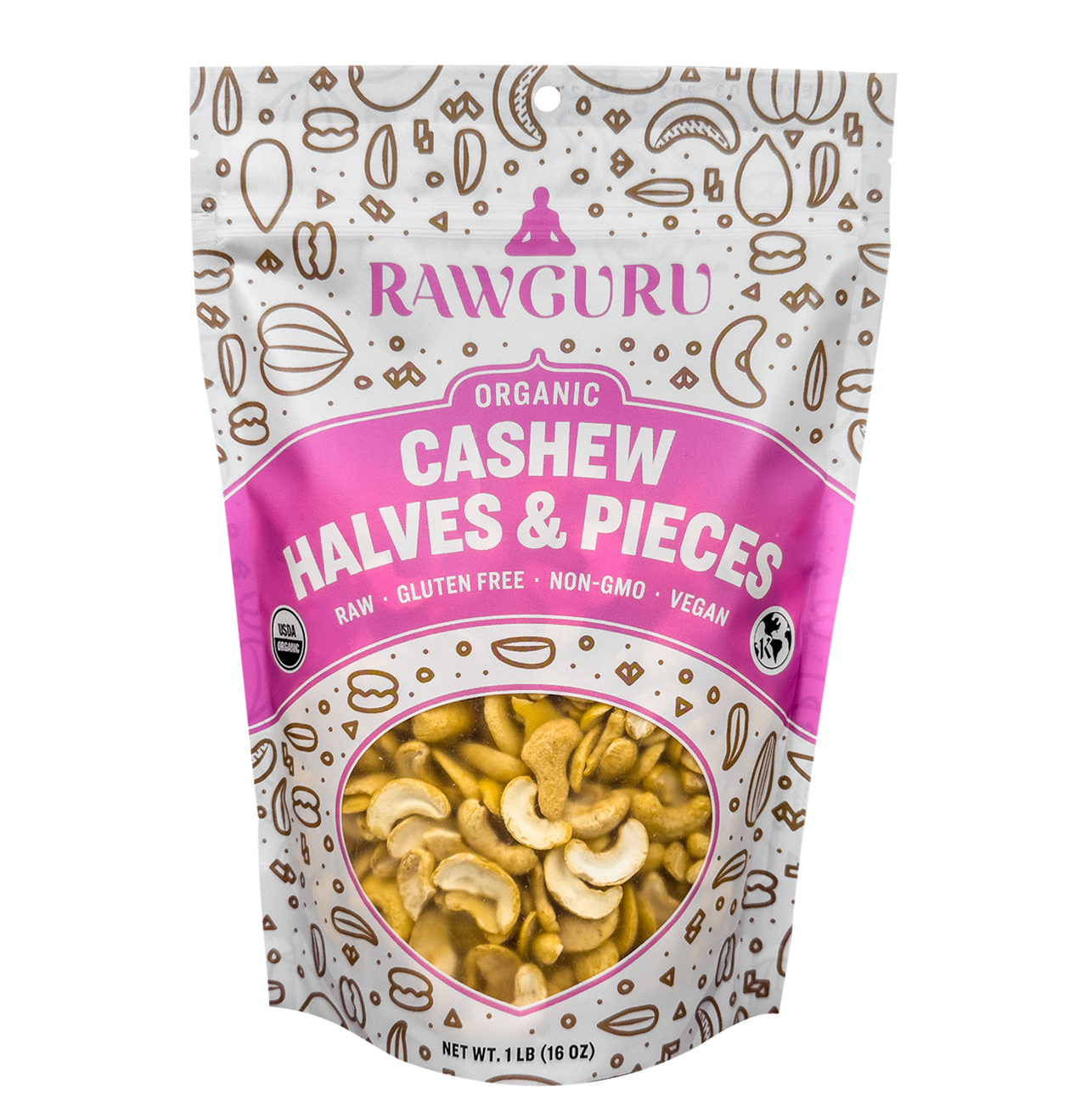 Raw Organic Cashew Halves | 16 oz | RawGuru | rawguru.com